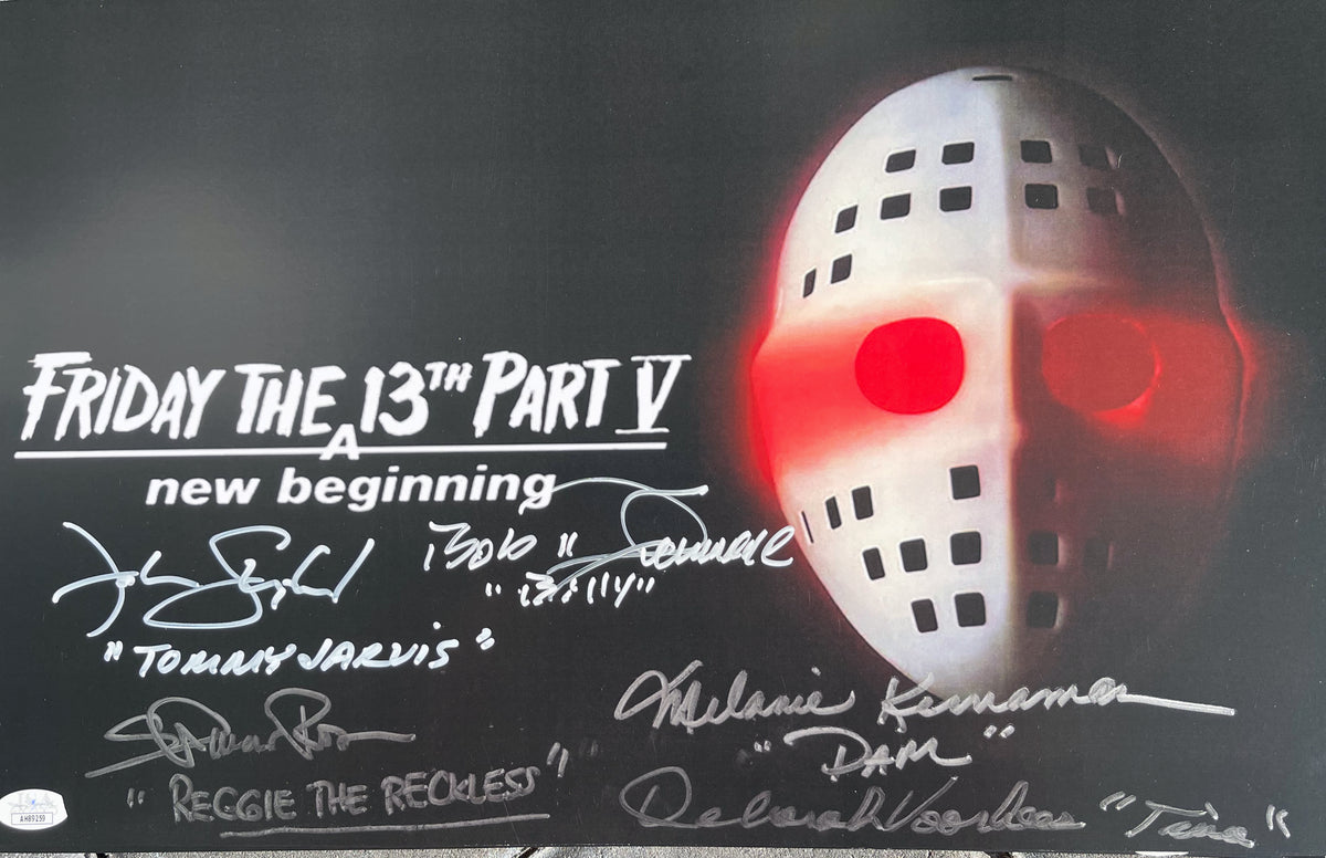 Friday The 13th Part 5 New Beginning signed by 5 11x14 JSA – DOTD Dist.